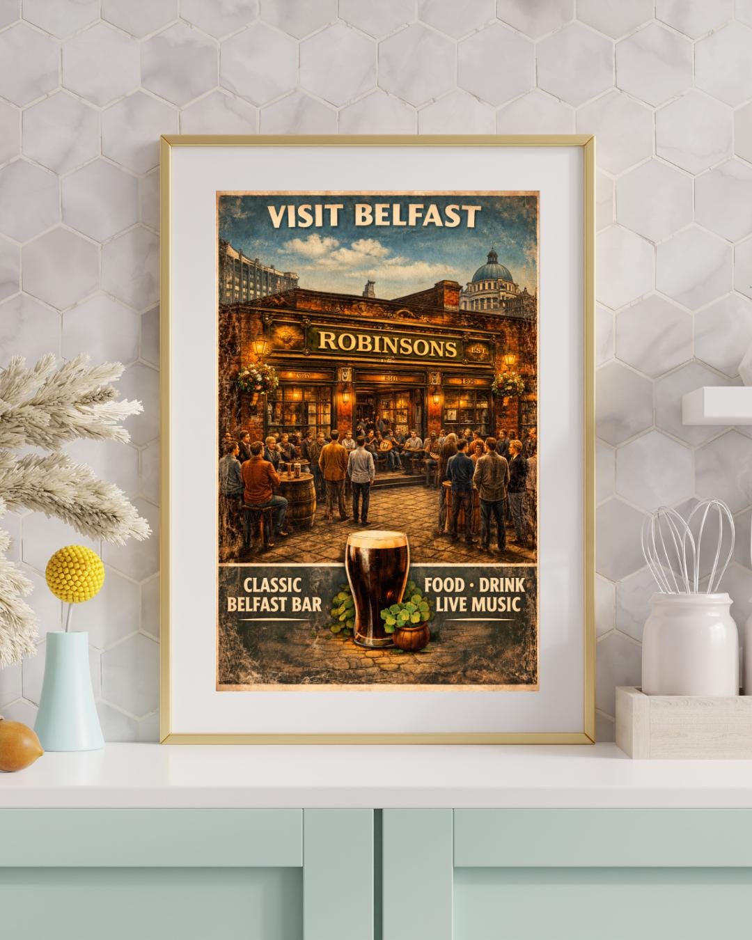 Robinsons Bar Belfast Poster | Iconic Irish Pub Wall Art | Belfast Bar ...