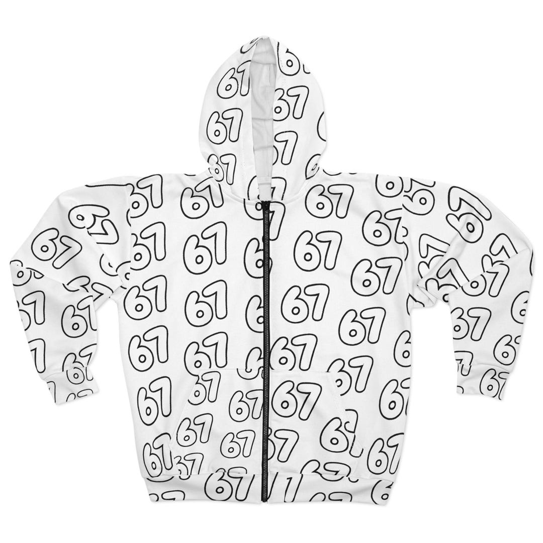 Handdrawn 67 Pattern Zip Hoodie | Number Repeat All-over Print - Etsy
