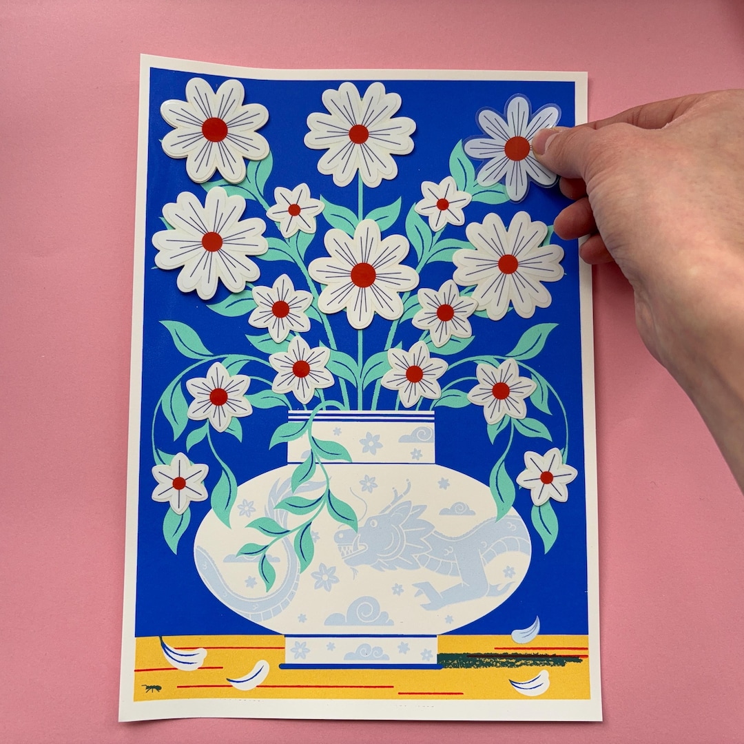 A4 Customisable Flower Screen Print - Etsy