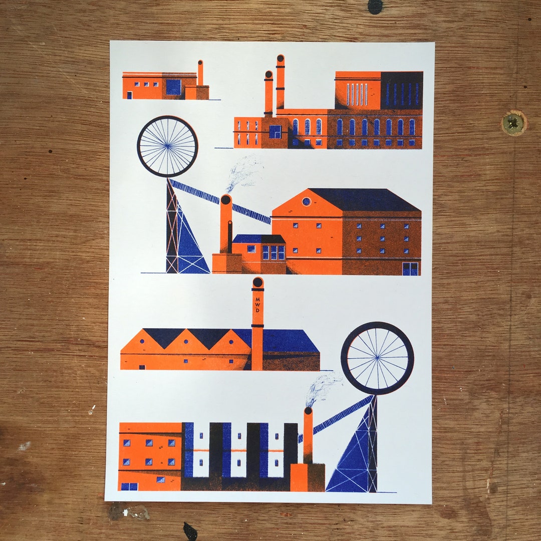 Factories A5 Risograph Art Print - Etsy
