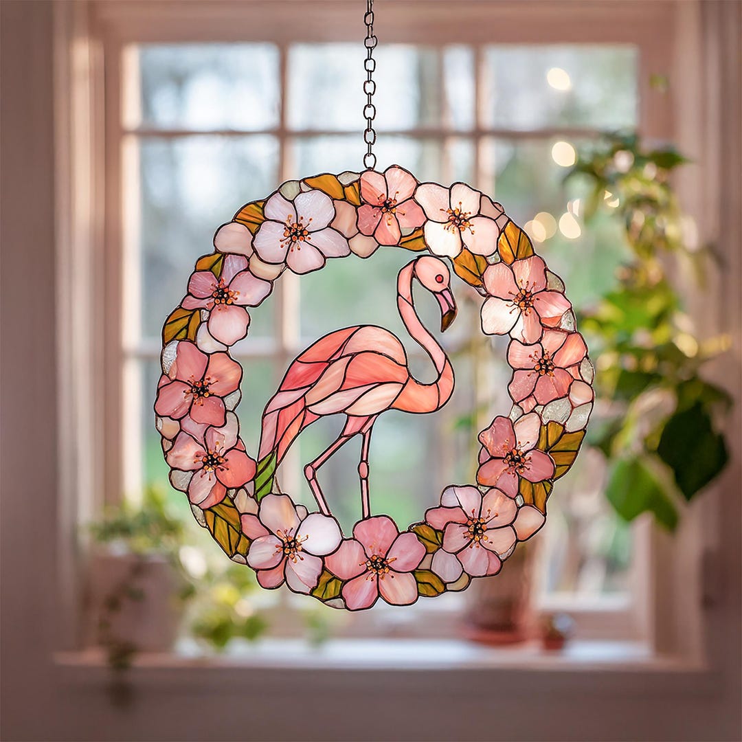 Flamingo Suncatcher Tropical Window Art, Acrylic Suncatcher Flamingo ...