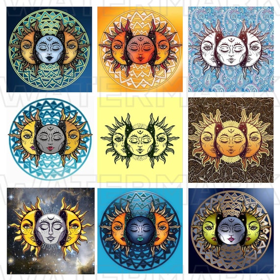 SUN and MOON Graphics Clipart Images Suns Moons Sunshine - Etsy