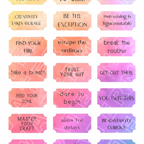INSPIRATIONAL AFFIRMATIONS QUOTES Courage Words Labels - Etsy