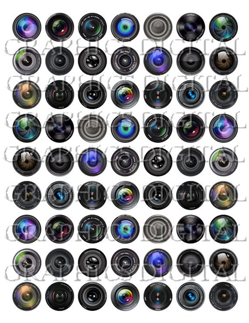 Camera Lens Camera Lenses Digital Collage Sheet Camera Instant Download ...