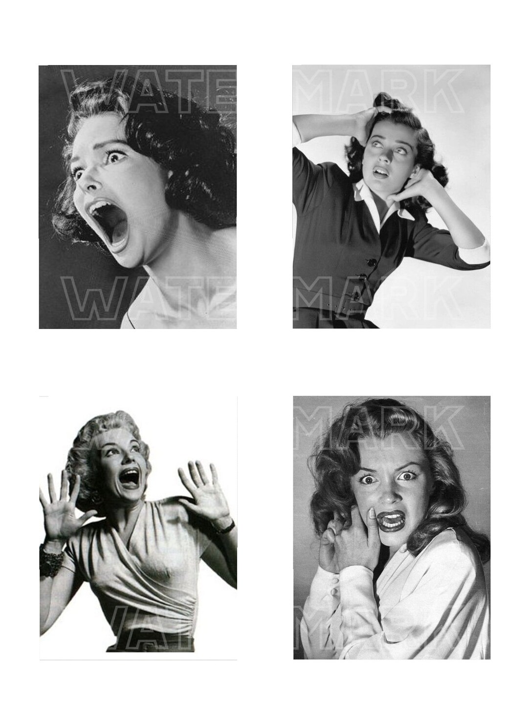 Woman Scared Photo Vintage 1940s 1950s Women Fashion Digital Graphics ...