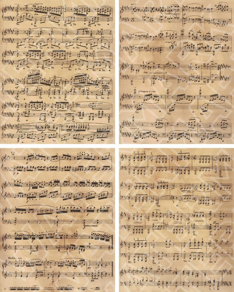 VINTAGE ANTIQUE Sheet MUSIC Digital Collage Scrapbook Graphics - Etsy