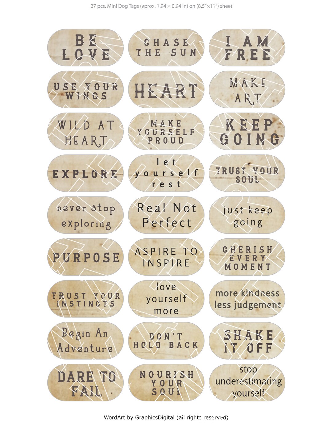 INSPIRATIONAL Quotes AFFIRMATIONS QUOTES Courage Words Labels ...