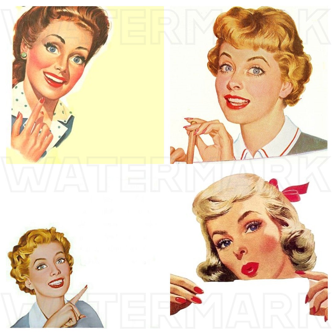 RETRO WOMEN Vintage Retro People Clipart Graphics Download - Etsy