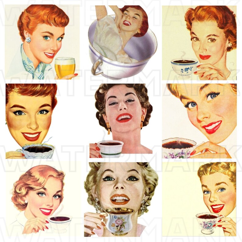 Women RETRO Women Digital Graphics Collage Graphics Scrapbook Clipart ...