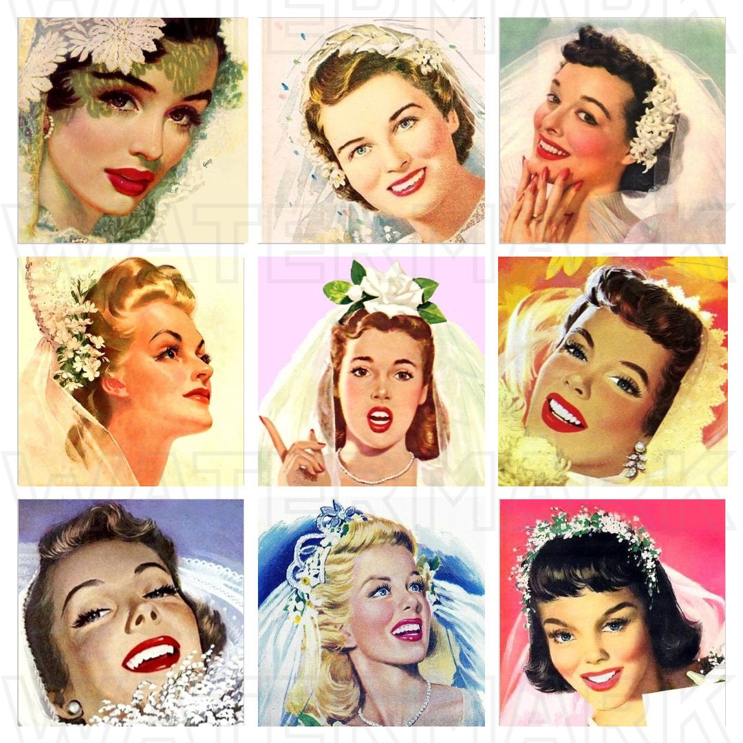 Retro Vintage Marriage Graphics WEDDING BRIDES BRIDAL Clipart Images - Etsy