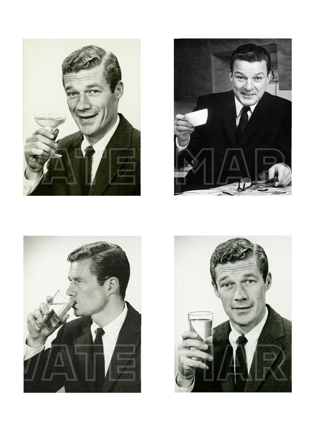 RETRO MAN MEN Drinking Drink Business Man Businessman Digital Graphics ...