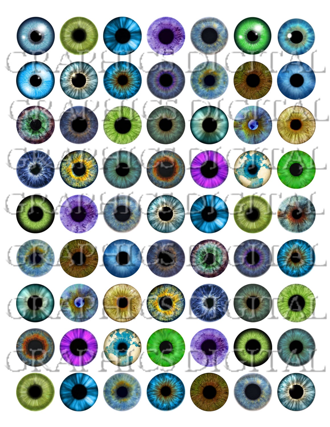 Eyes Eyeballs Iris Digital Graphics Download Digital Collage Sheet ...