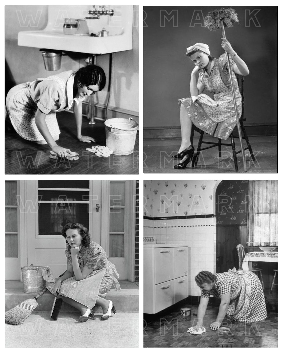 HOUSEWIFE Photo HOUSECLEANING Homemaker RETRO Vintage 1940s 1950s Women ...