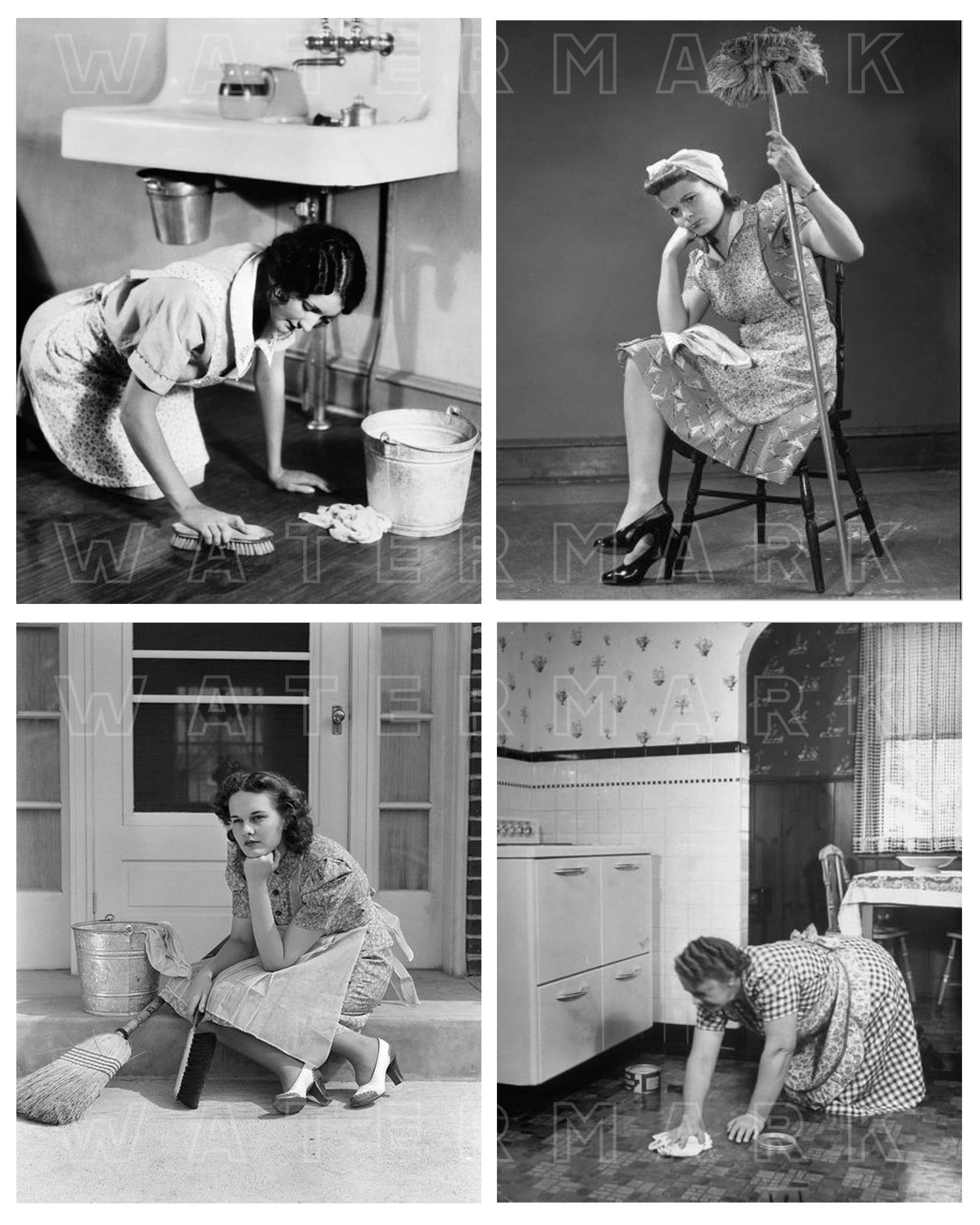 HOUSEWIFE Photo HOUSECLEANING Homemaker RETRO Vintage 1940s 1950s Women ...