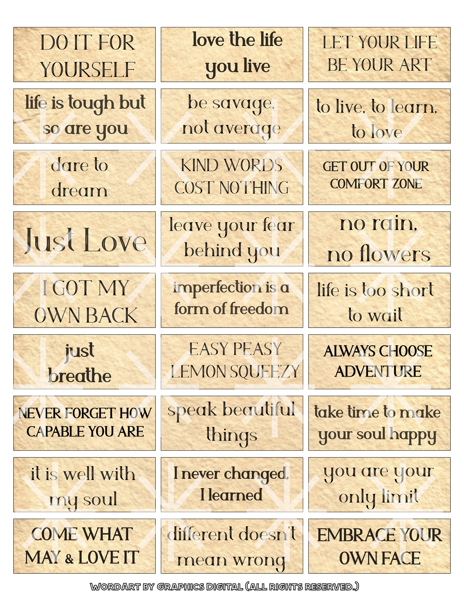 INSPIRATIONAL Quotes AFFIRMATIONS QUOTES Courage Words Labels ...