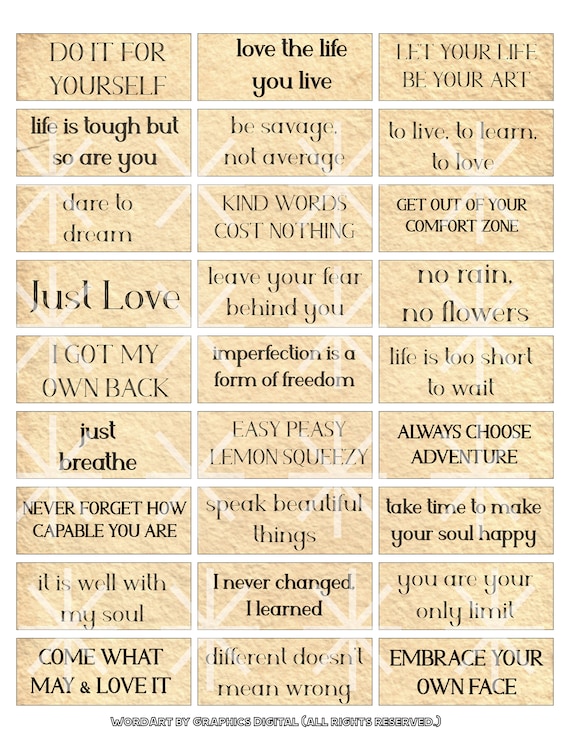 INSPIRATIONAL Quotes AFFIRMATIONS QUOTES Courage Words Labels - Etsy