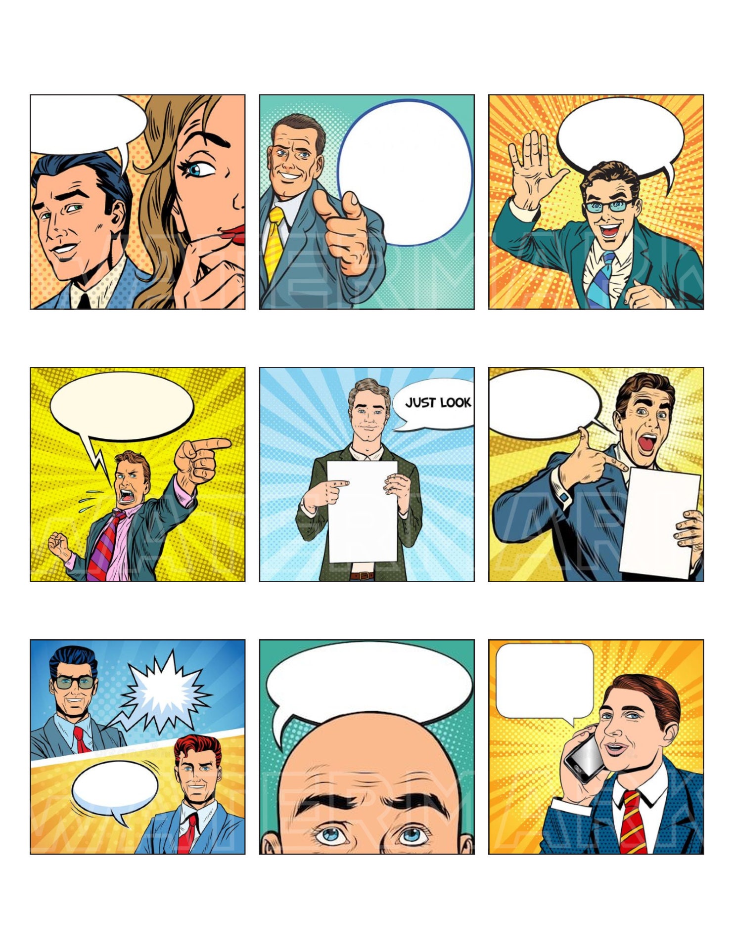 Pop Art COMIC VINTAGE Men WOMEN Retro Comics Cartoon Conversation ...