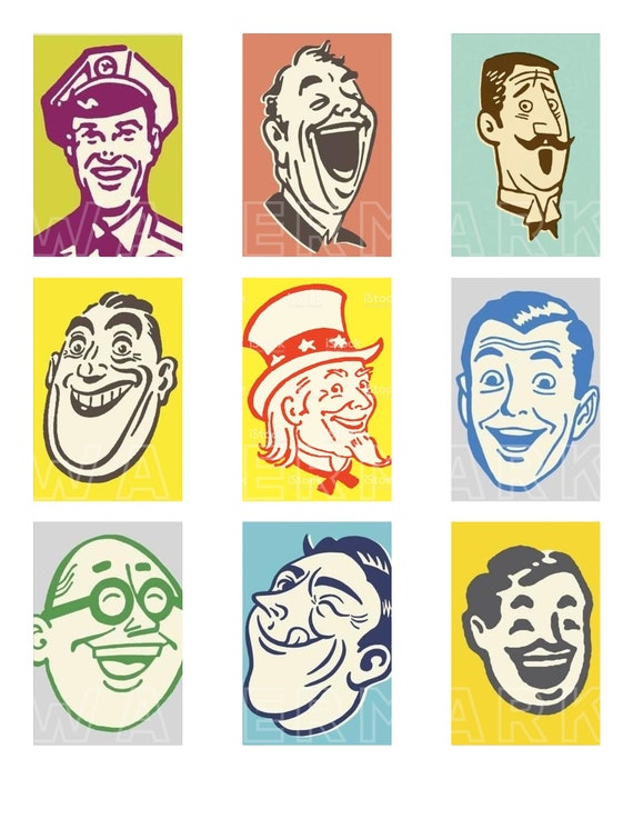 CARTOON PEOPLE MEN Vintage Retro People Clipart Graphics | Etsy