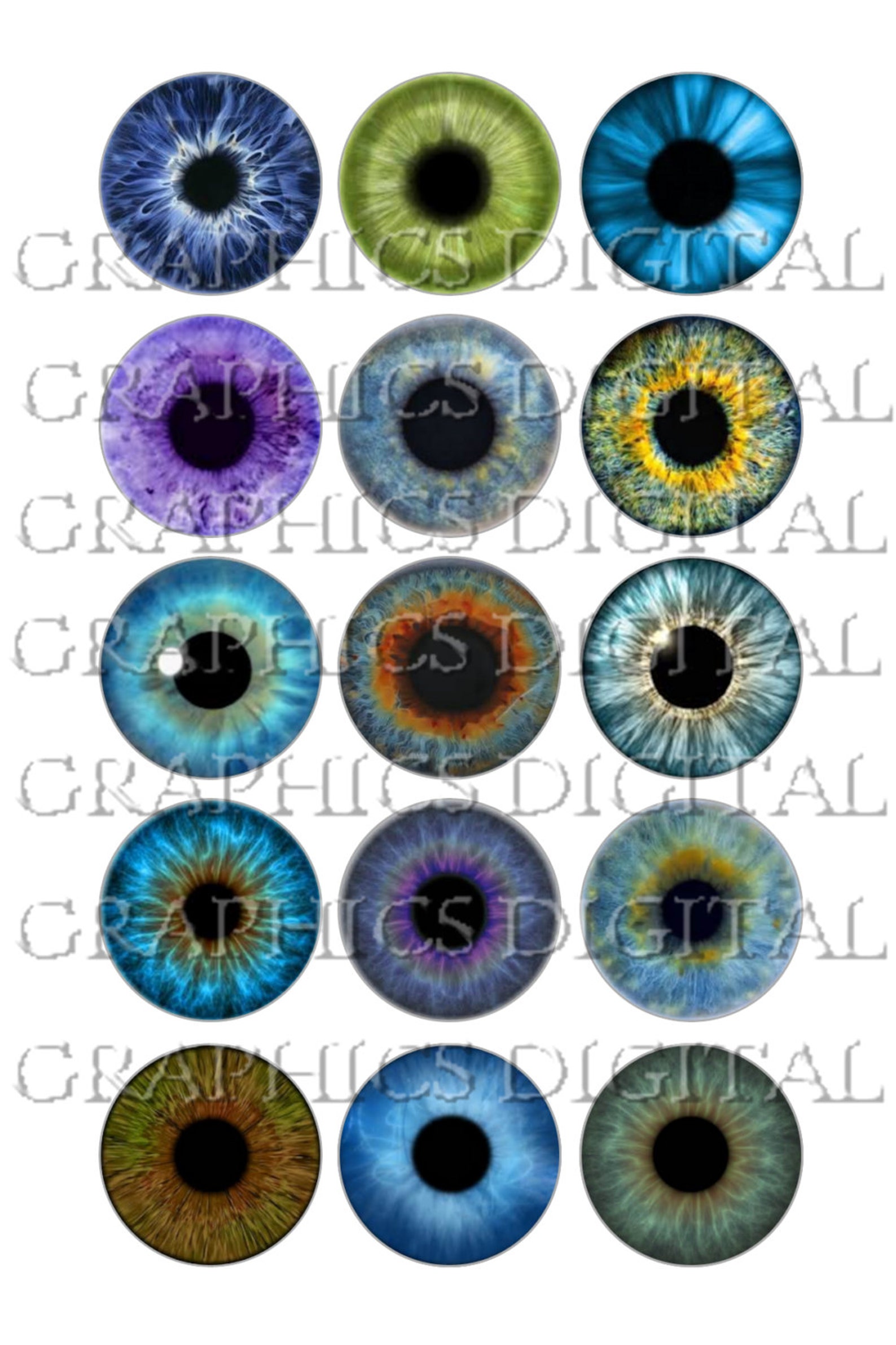 Eyes Eyeballs Iris Digital Graphics Download Digital Collage Sheet ...