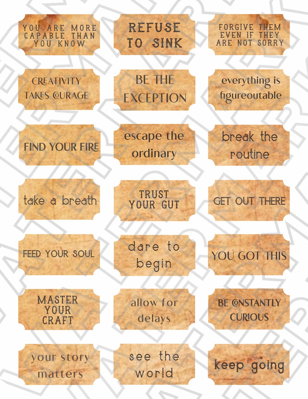 INSPIRATIONAL Quotes AFFIRMATIONS QUOTES Courage Words Labels ...