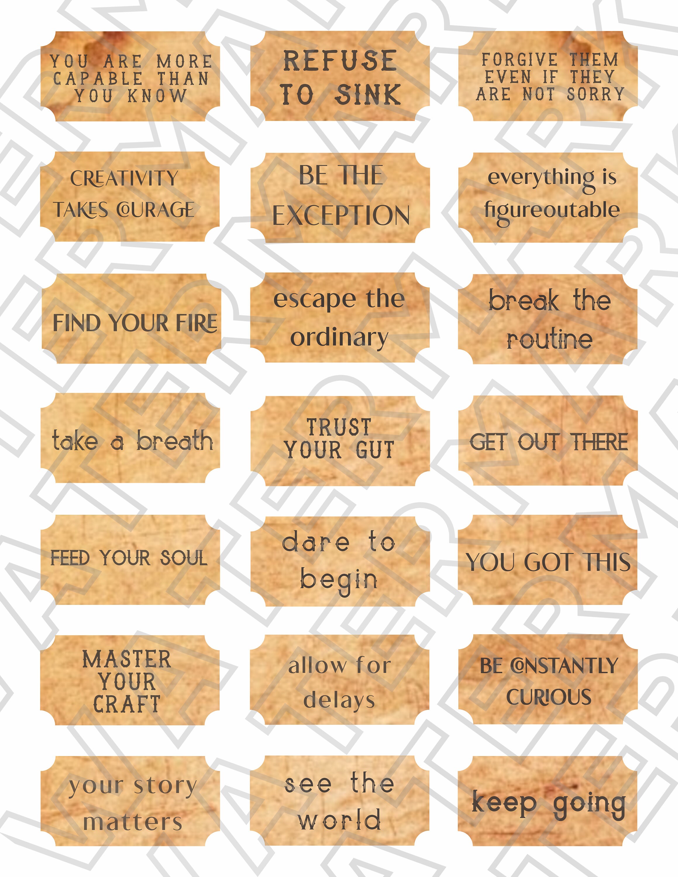 INSPIRATIONAL Quotes AFFIRMATIONS QUOTES Courage Words Labels ...