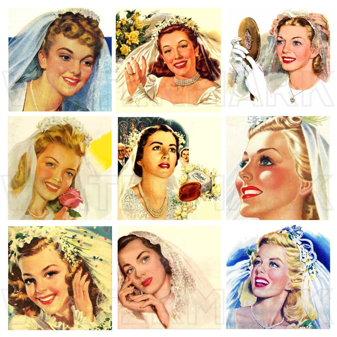Retro WEDDING Graphics BRIDES Clipart BRIDAL Marriage Retro Wedding ...