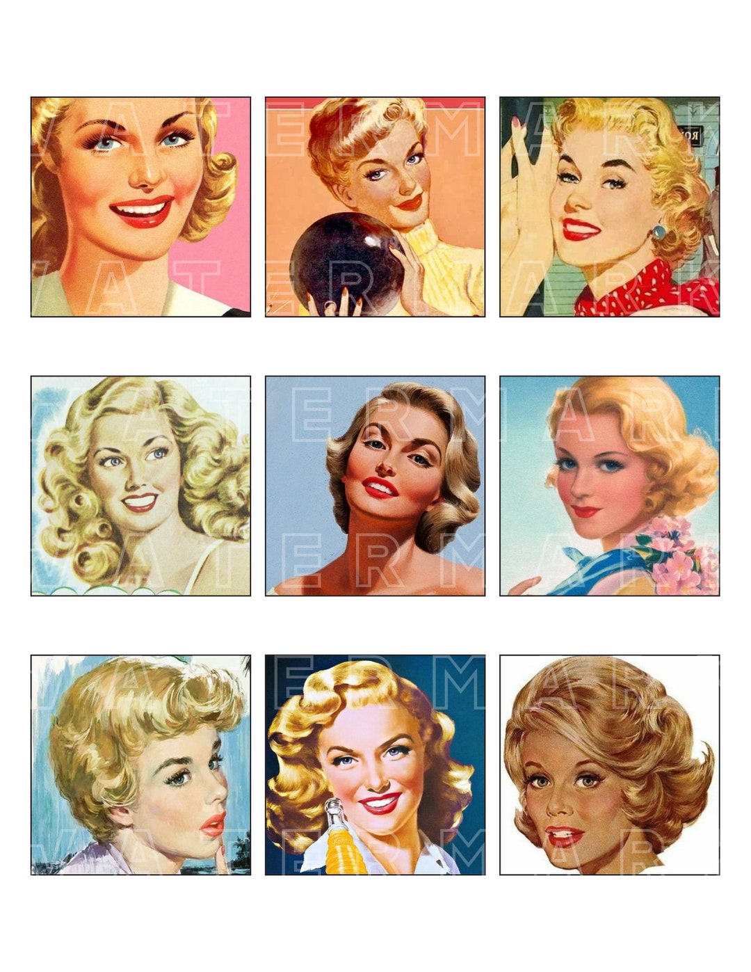 WOMEN Woman RETRO VINTAGE 1950s Digital Graphics Download - Etsy