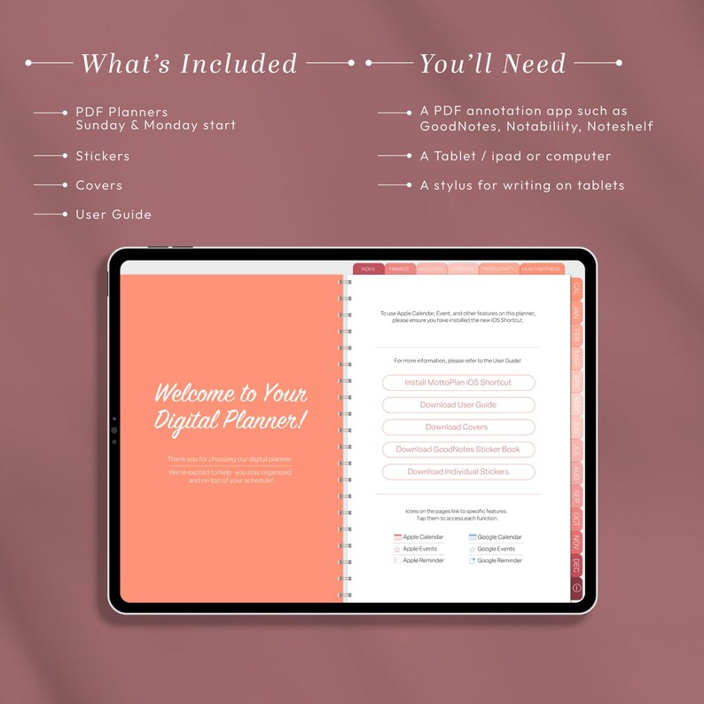 2026 Digital Planner | Monday Start, Hyperlinked (PDF) - Etsy UK