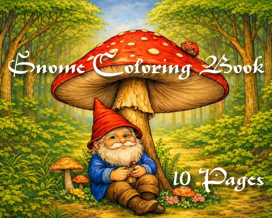Cute Gnome Coloring Pages, 10 Printable Woodland Sheets, Fairy Garden ...