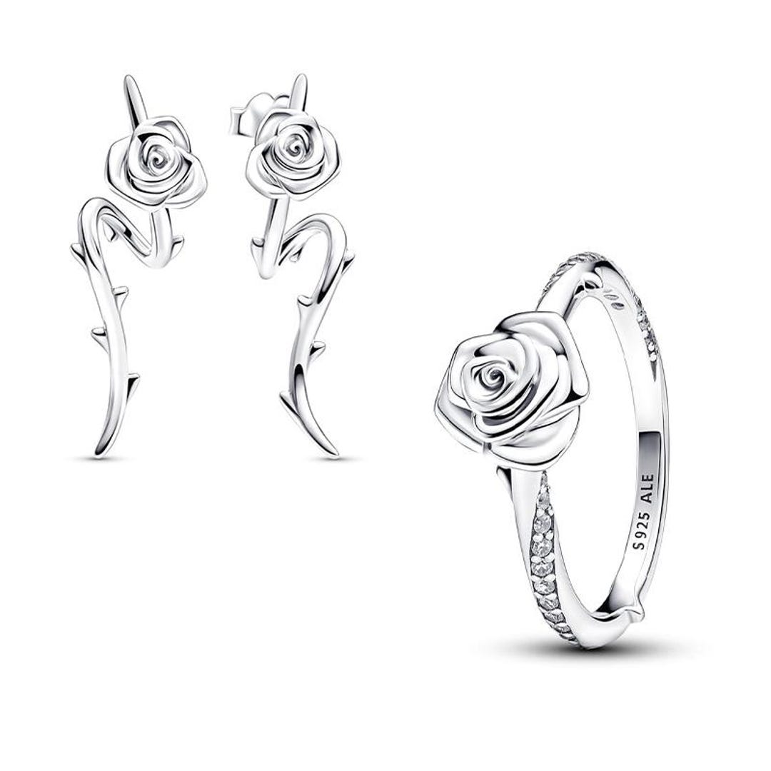 Pandora Rose in Bloom Curved Stud Earrings & Ring Set - Etsy