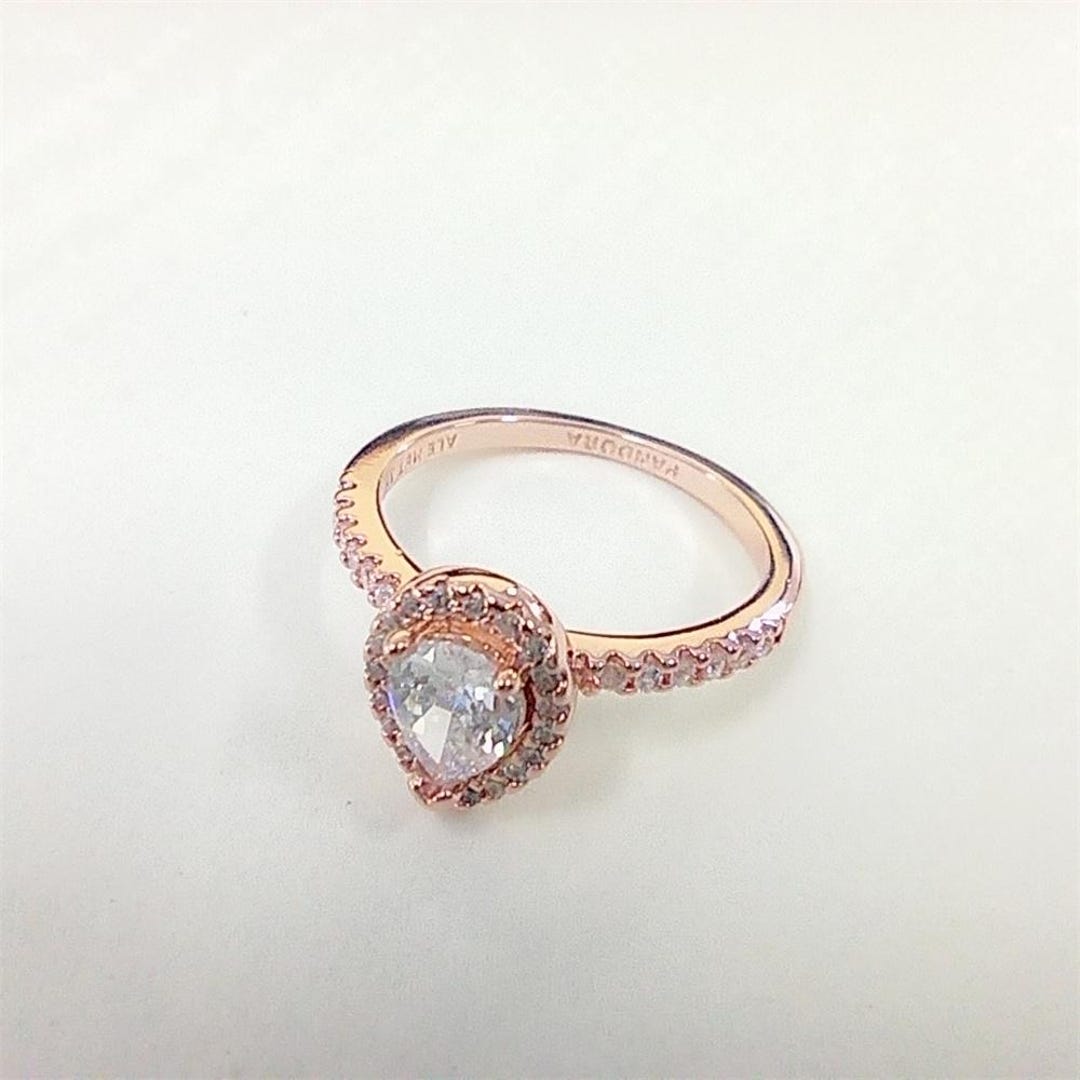 Pandora Timeless Sparkling Pear Halo Rose Gold Ring - Etsy