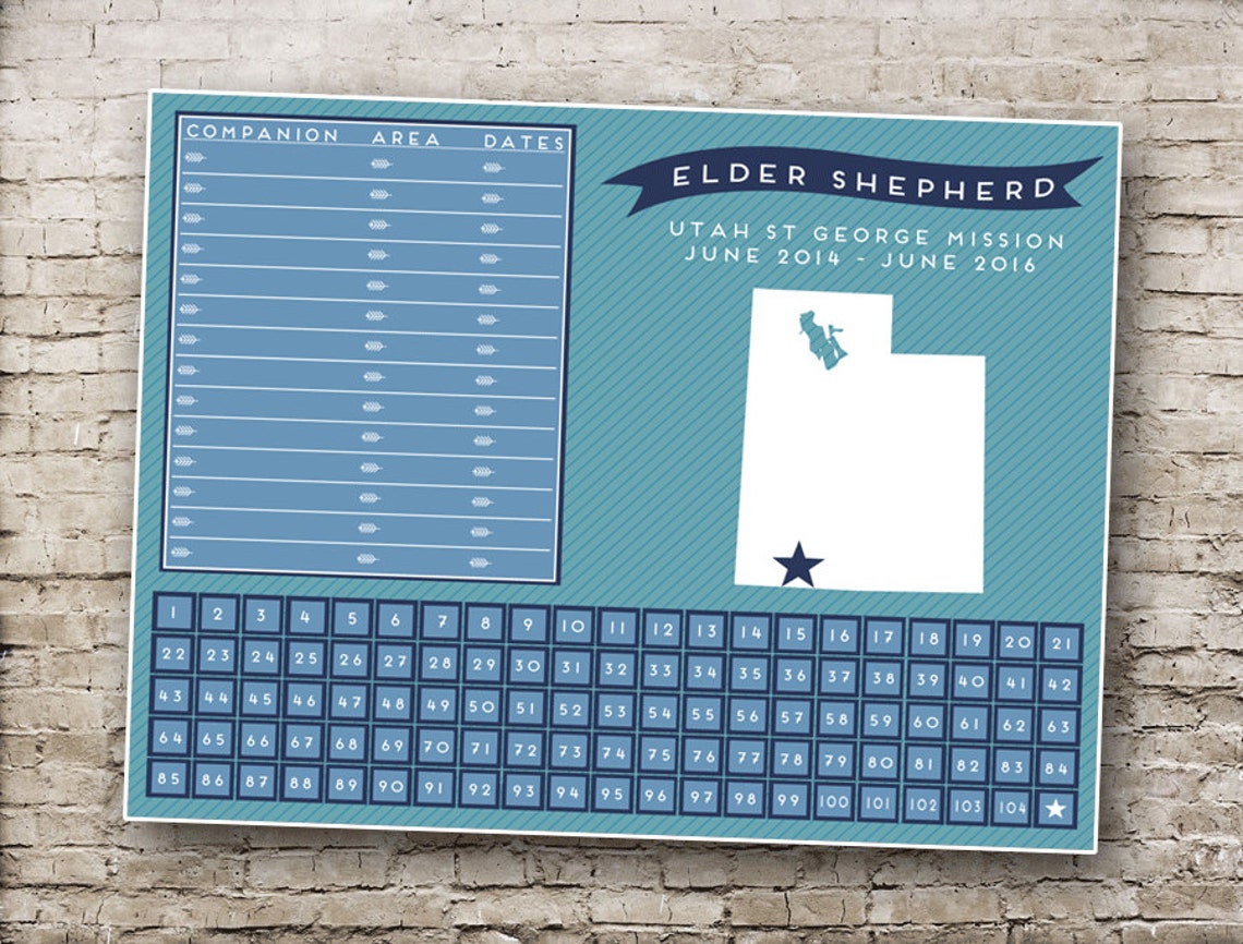 Personalized Printable LDS Weekly Missionary Countdown Calendar With ...