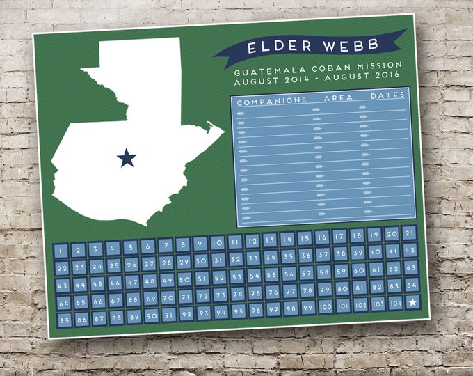 Personalized Printable LDS Weekly Missionary Countdown Calendar With ...