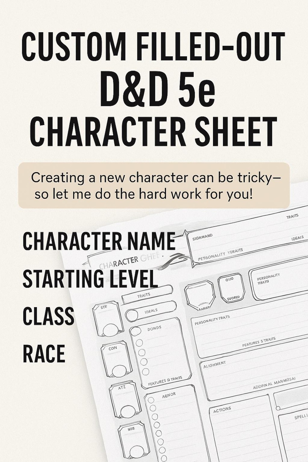 Custom DND 5e Character Sheet – Filled Out for You! (includes ...