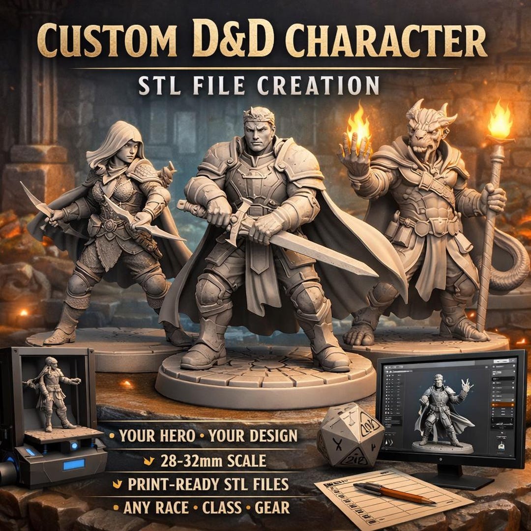 Custom DND Character STL File | Digital Download | Tabletop Miniature ...