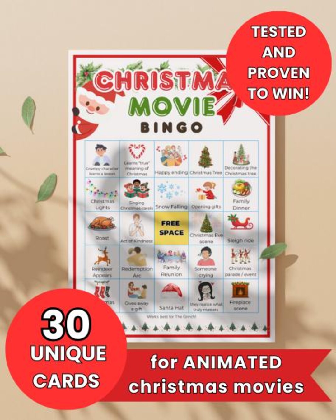 Christmas Animated Movie Holiday Bingo Cards Printable | Family Kids ...