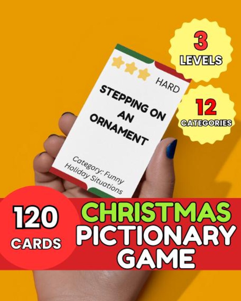 Christmas Pictionary 120 Cards Printable Family and Kids Christmas Game ...