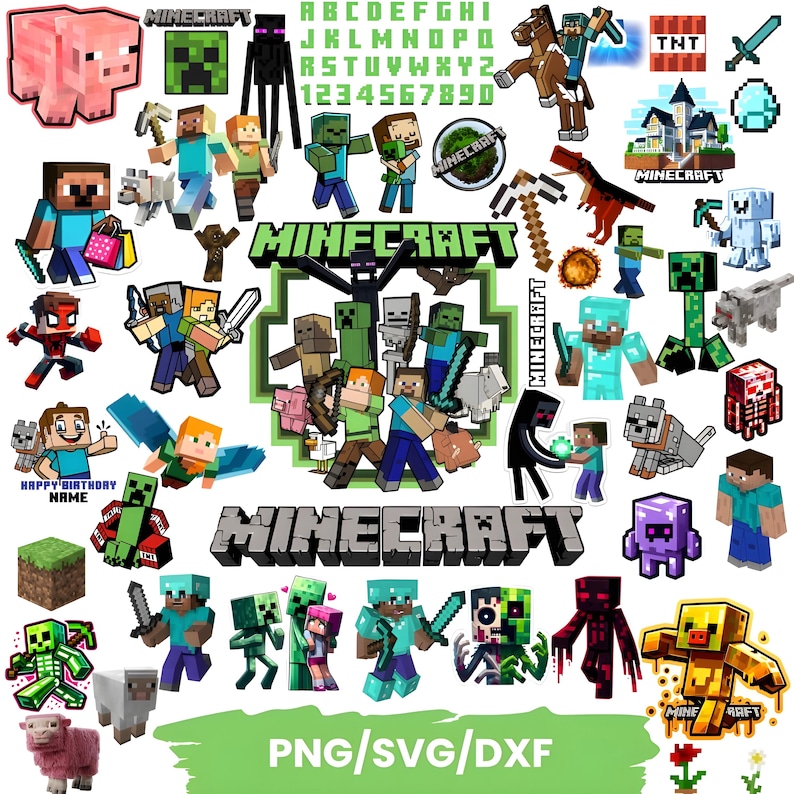 Minecraft Crafter’s Clipart | Block Letters, Minecraft Font, Icons PNG ...