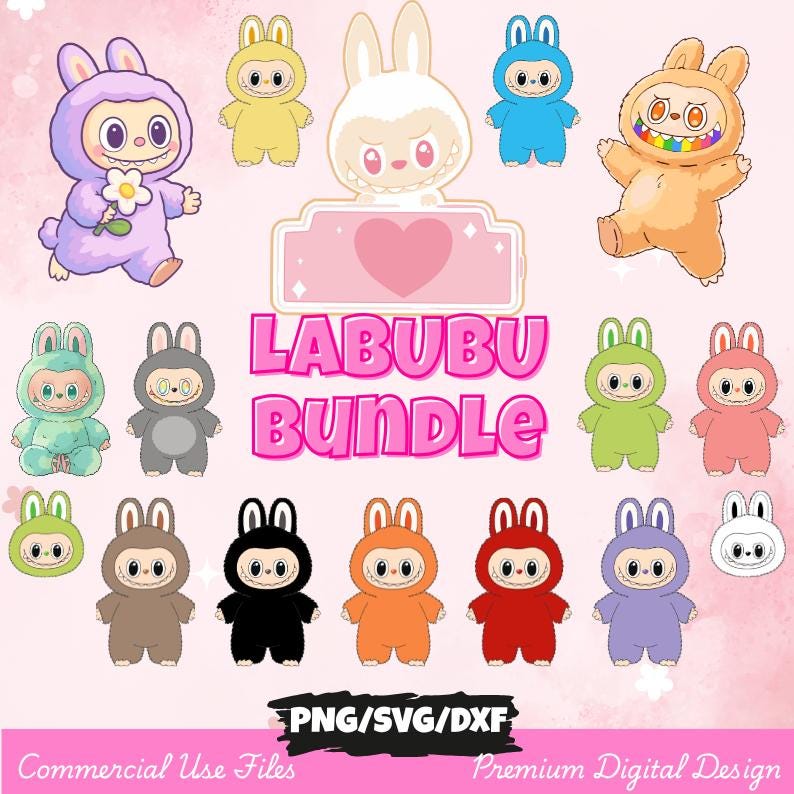 Labubu Characters Svg Png Dxf - Etsy