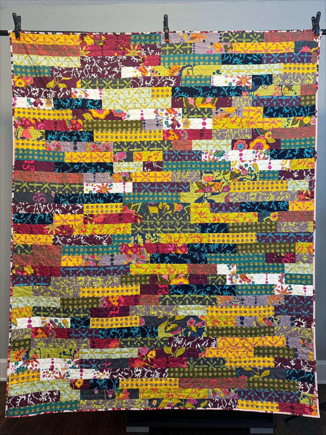 Handmade Modern Quilt, Field Day Stripes, 60 X 70 100% Cotton Ready to ...