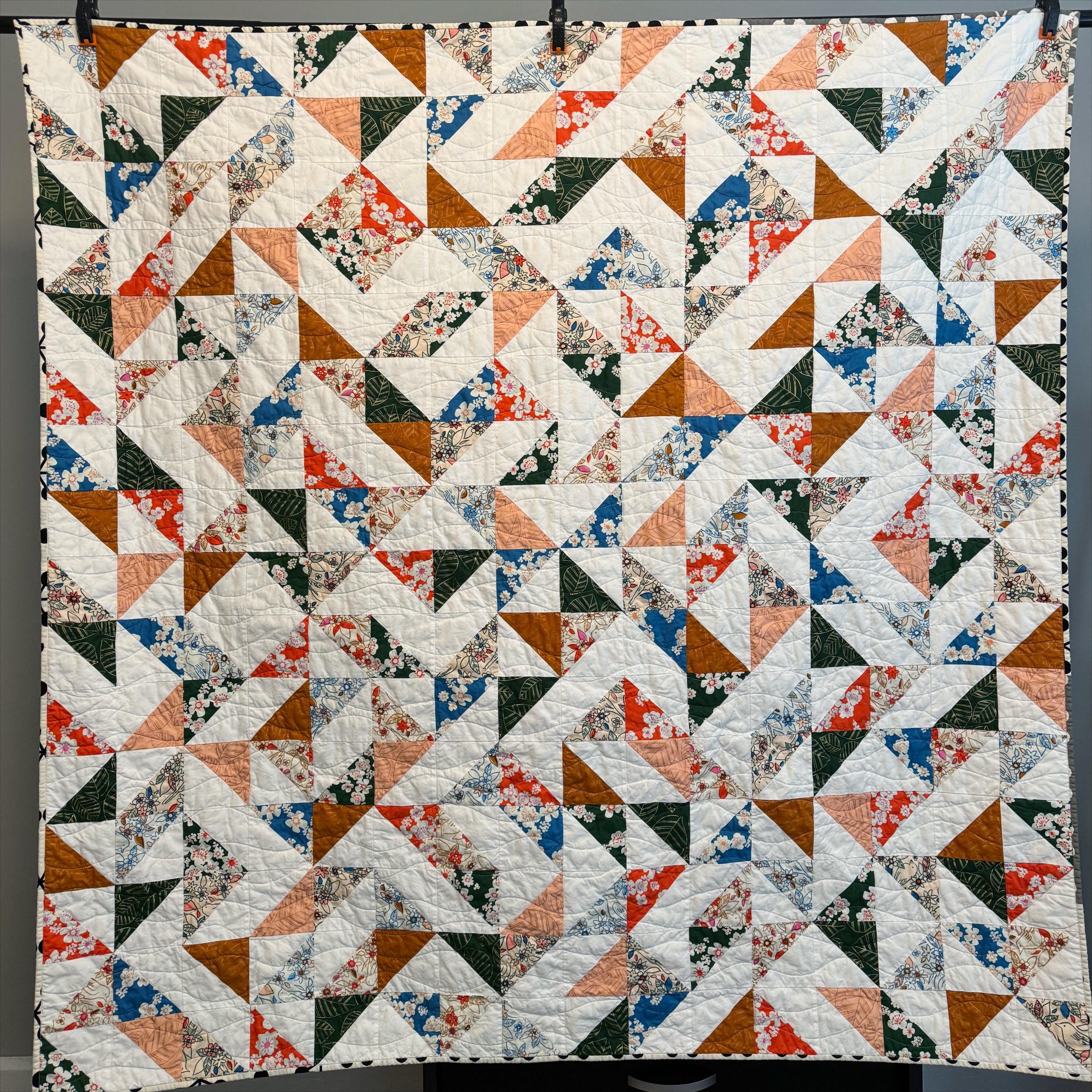 Handmade Modern Quilt, Fluttering Aviary Quilt, 64” X 64”, 100% Cotton ...