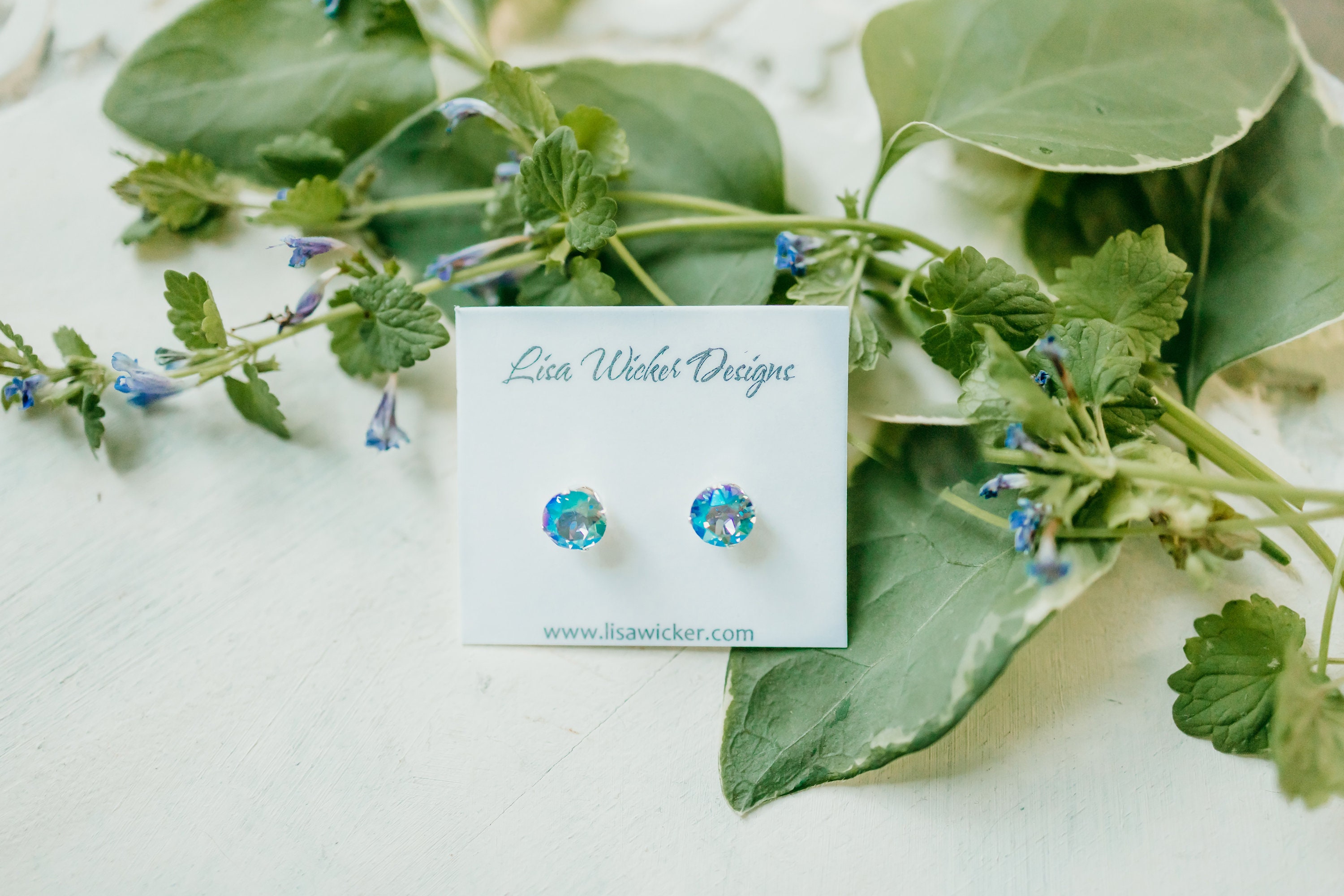 Austrian Crystal Stud Earrings Light Sapphire Shimmer - Etsy Australia