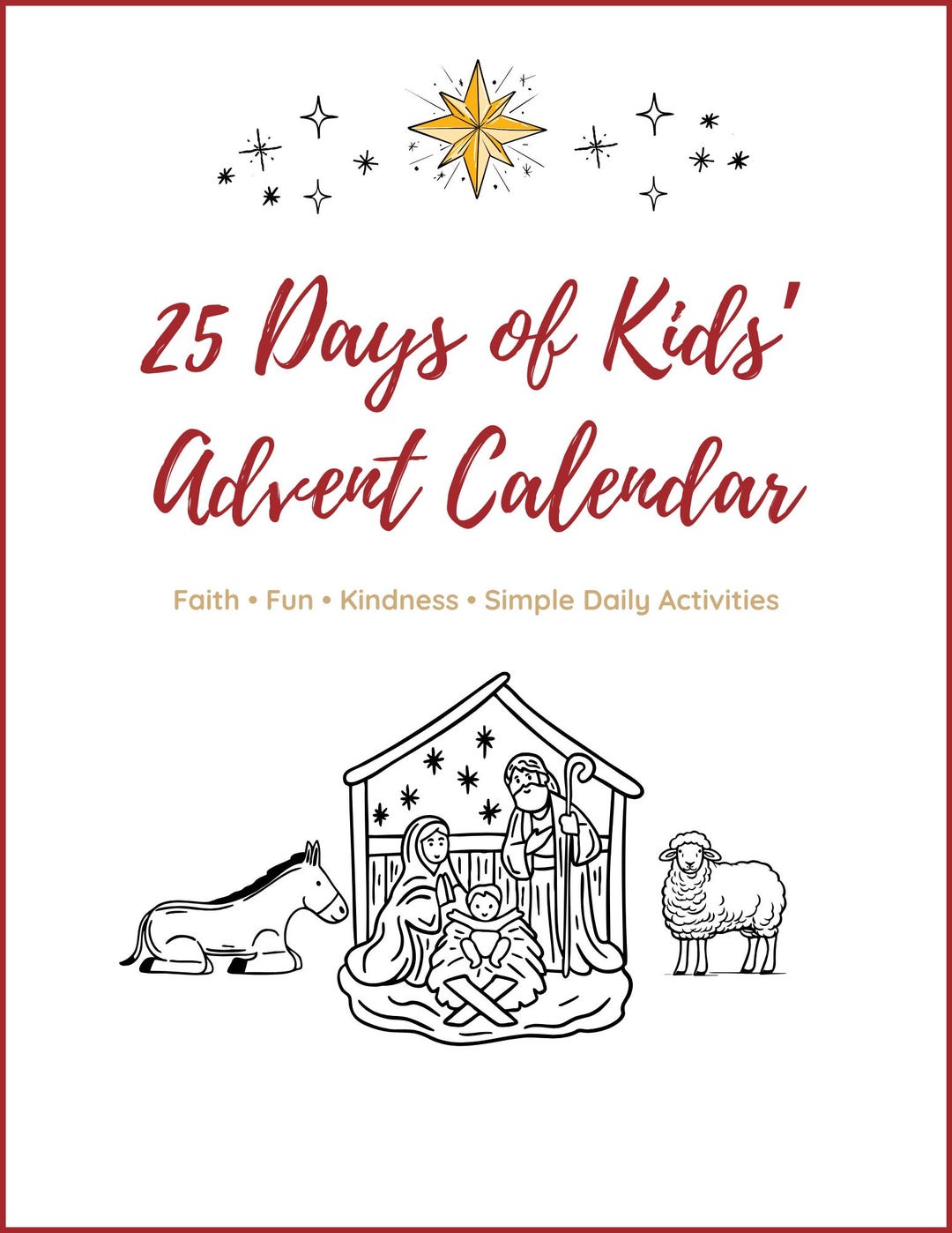 25 Days Kids Advent Calendar Printable • Christmas Activity Pack ...