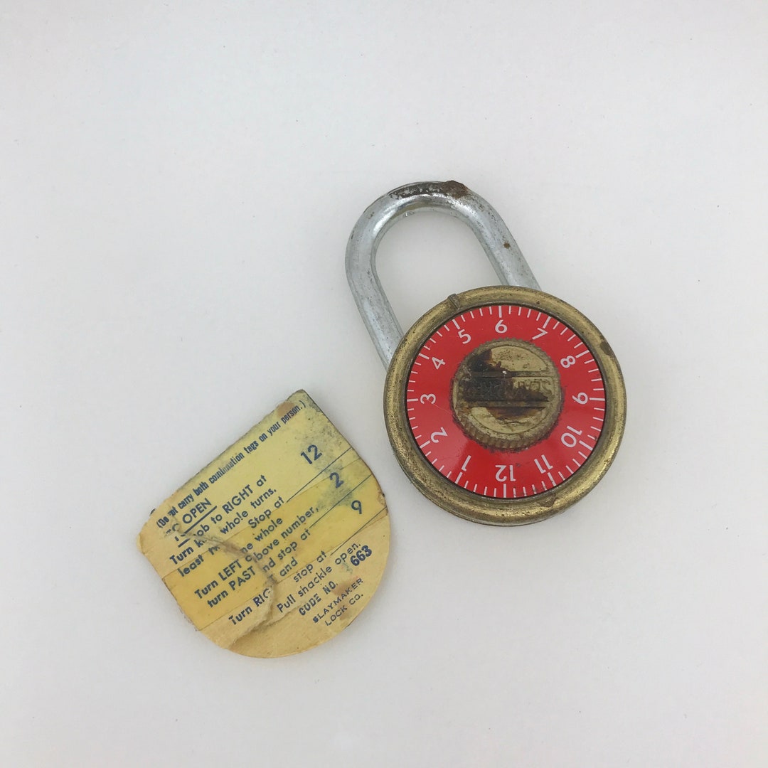 Vintage Red Slaymaker Combination Lock With Original Tag & Combination ...