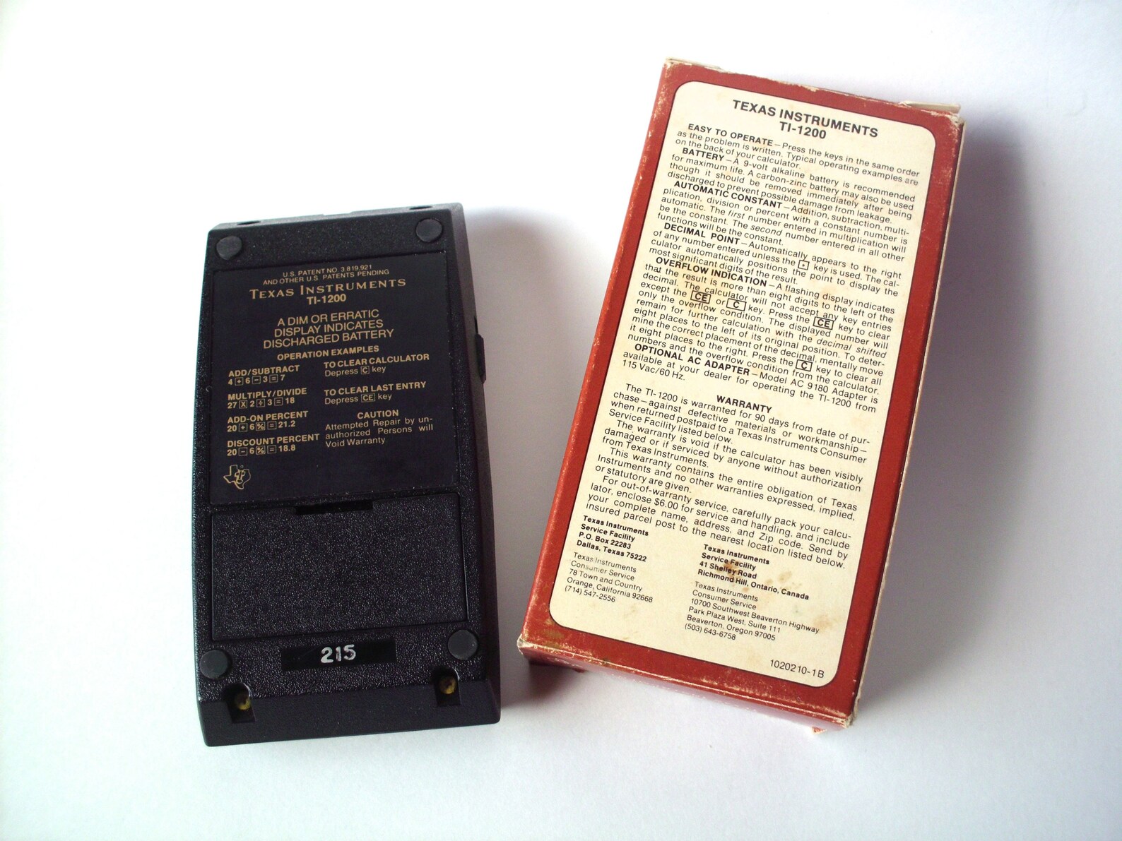 Vintage Texas Instruments TI 1200 Calculator w/Red LCD | Etsy