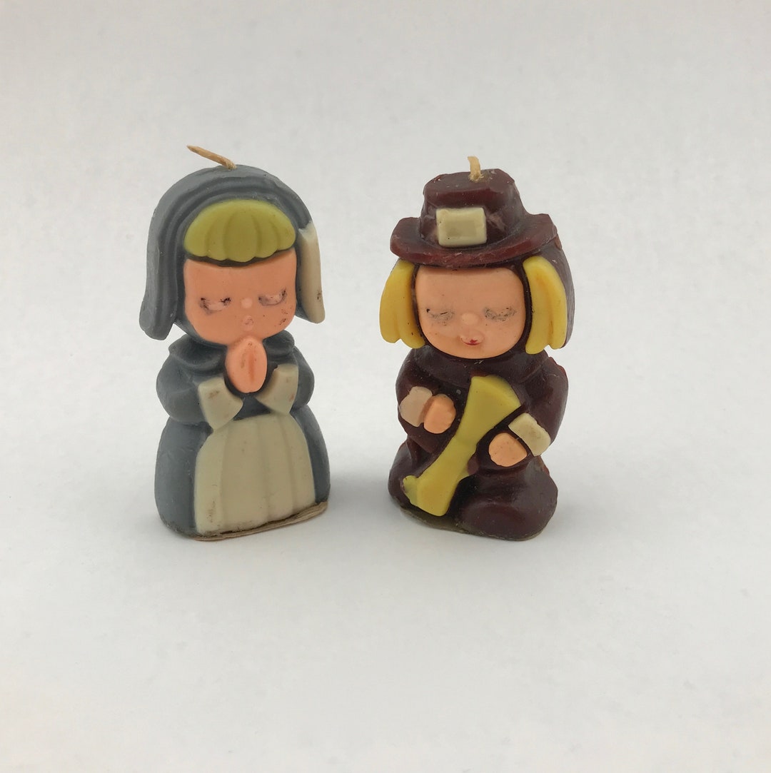 Vintage Pilgrim Pair Thanksgiving Candles, W&F Manufacturing, Pilgrim ...