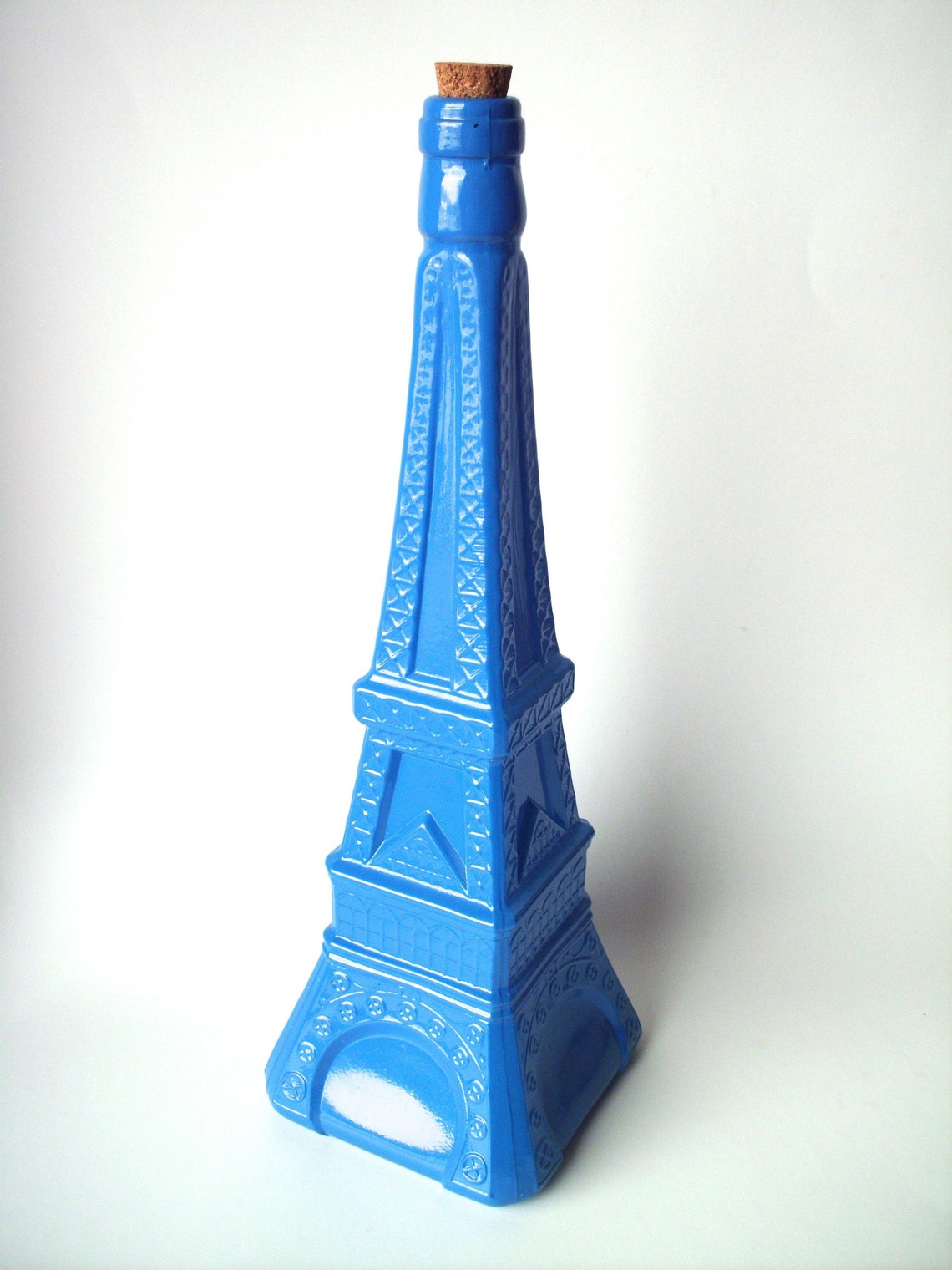 Vintage Blue Eiffel Tower Liquor Bottle With Cork, Eiffel Tower Bottle ...