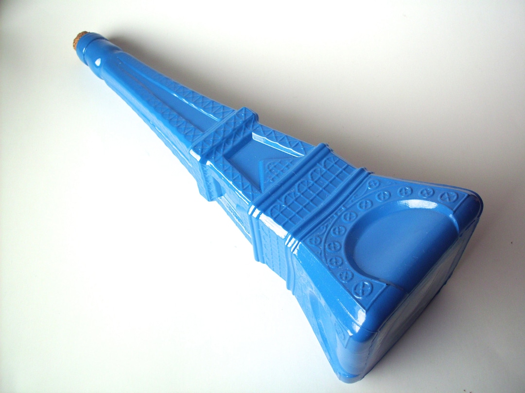 Vintage Blue Eiffel Tower Liquor Bottle With Cork, Eiffel Tower Bottle ...