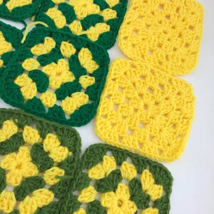Vintage Lot of 12 Granny Squares, Green and Yellow Granny Squares ...