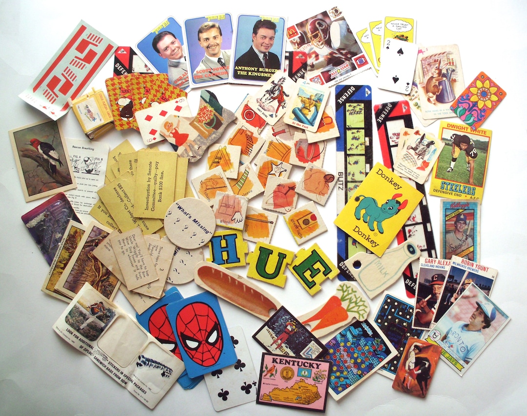 Vintage Lot of Trading Cards, Playing Cards, Game Cards, Puzzle Pieces ...
